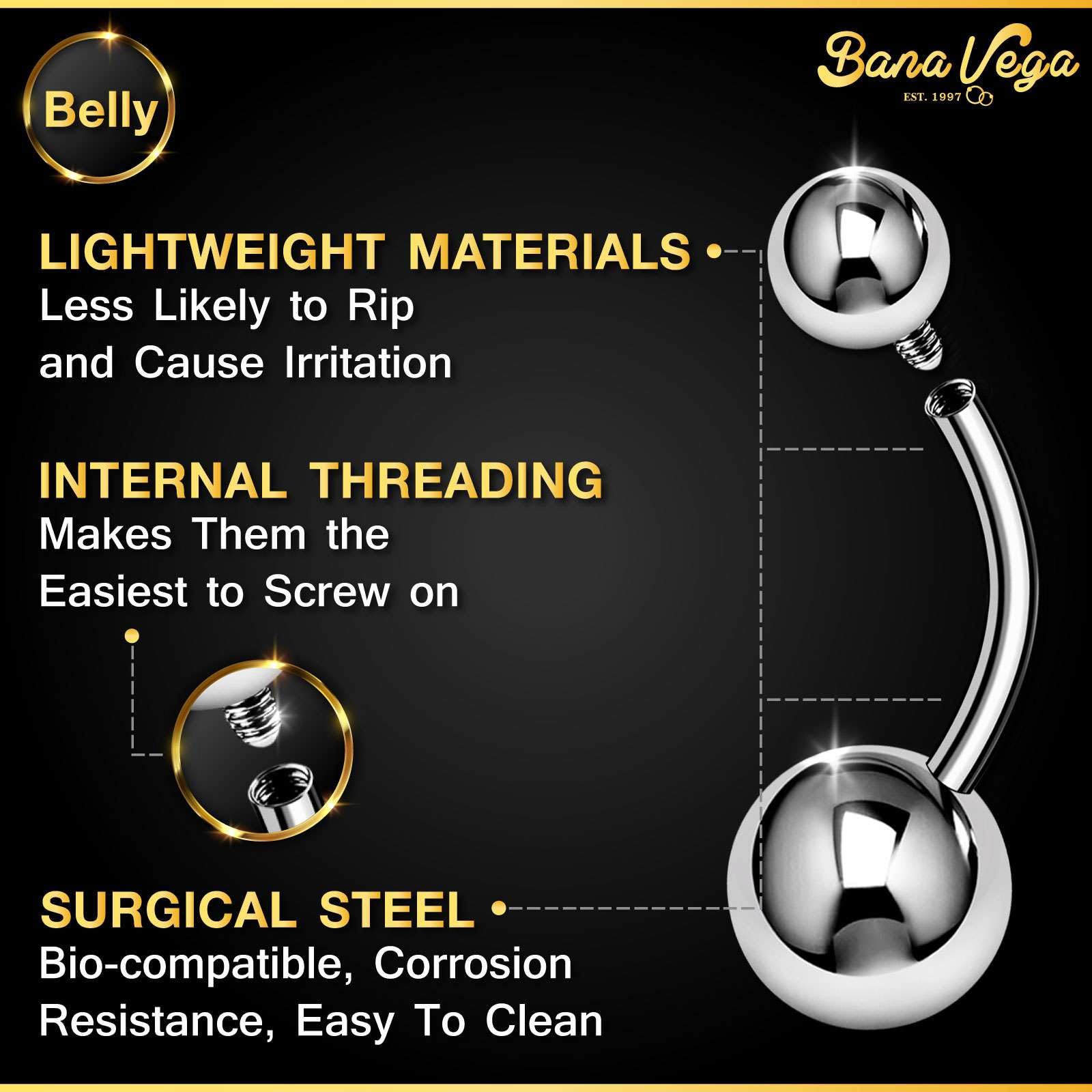 2PCS Surgical Stainless Steel Internally Threaded Belly Rings 14 Gauge Non Dangle Navel Bars Piercing Jewelry See More Sizes (2pcs 14mm ring)
