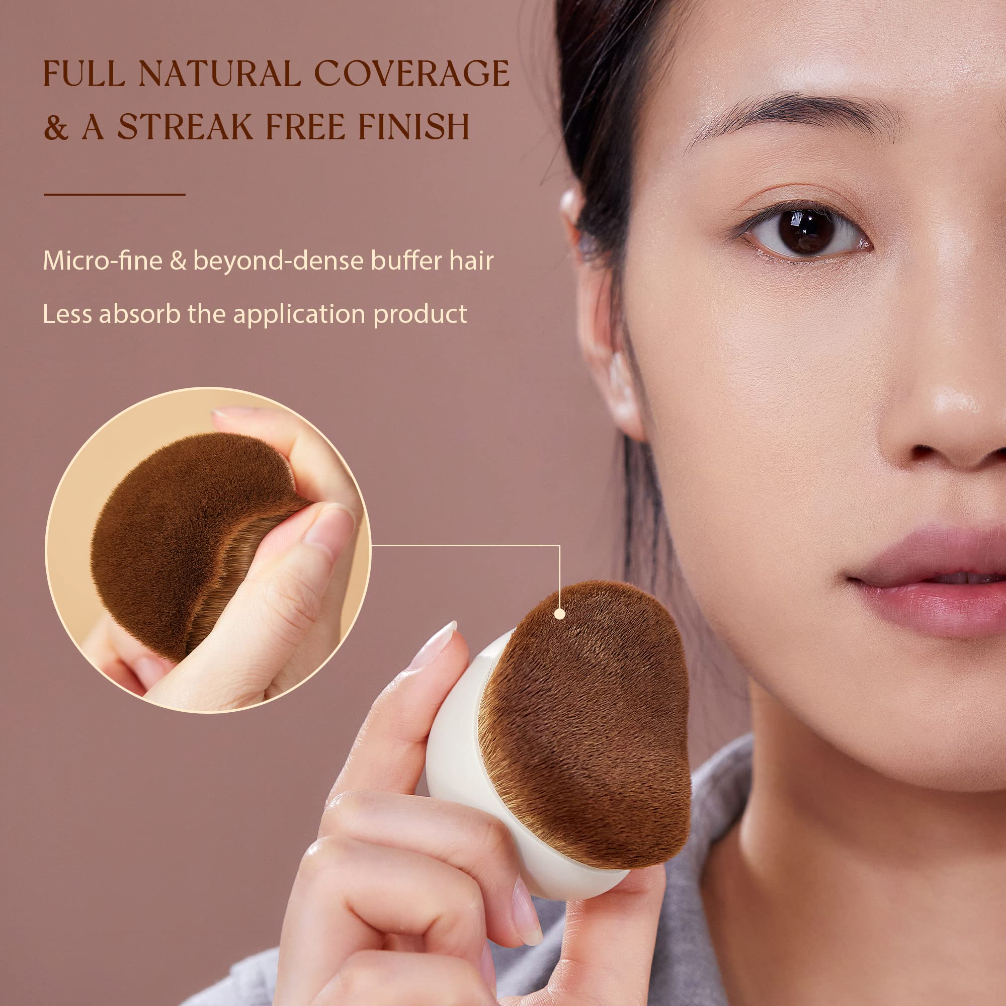 Jessup Makeup Brush, Foundation Brush Flat Top Kabuki Brush for Face Blush Liquid Powder Foundation Brush for Blending Buffing Stippling with Gift Box, Light Gray SF002