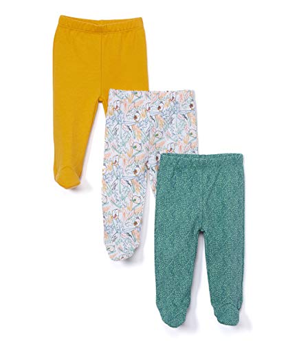Spasilk Baby Boys' Cotton Pull on Footed Pants, Pack of 3, Green Rainforest
