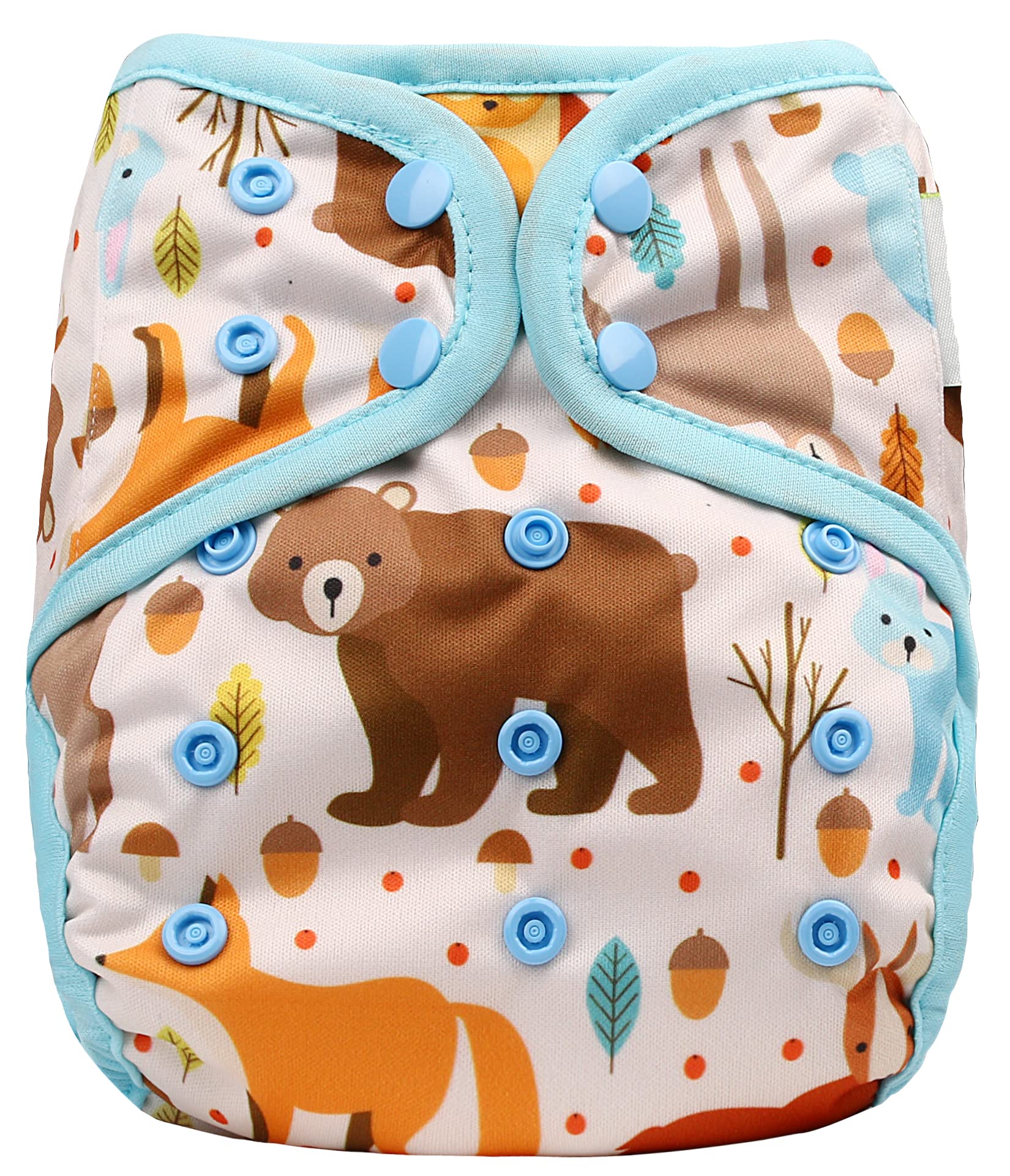 OsoCozy One Size Cloth Diaper Covers - Adjustable Snap Fit & Double Leg Gussets for Baby Boys & Girls from 8-35 Pounds. Use with Prefold, Flat or Fitted Cloth Diapers or Snap-in Inserts.