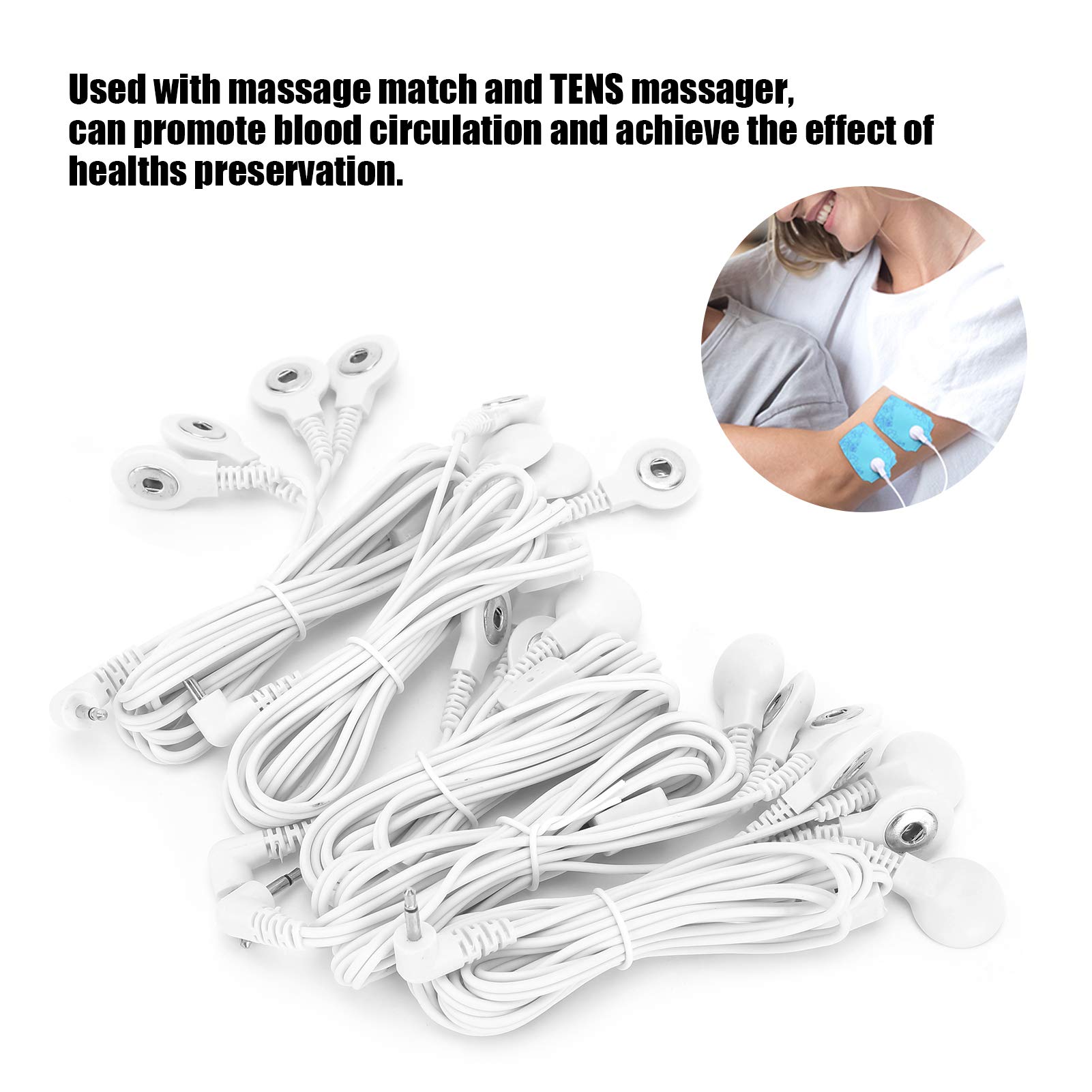 Sonew 10pcs DC 2.5mm 4 Button Electrode Wire Cable, Compatible Wires for Digital TENS Massage Machine