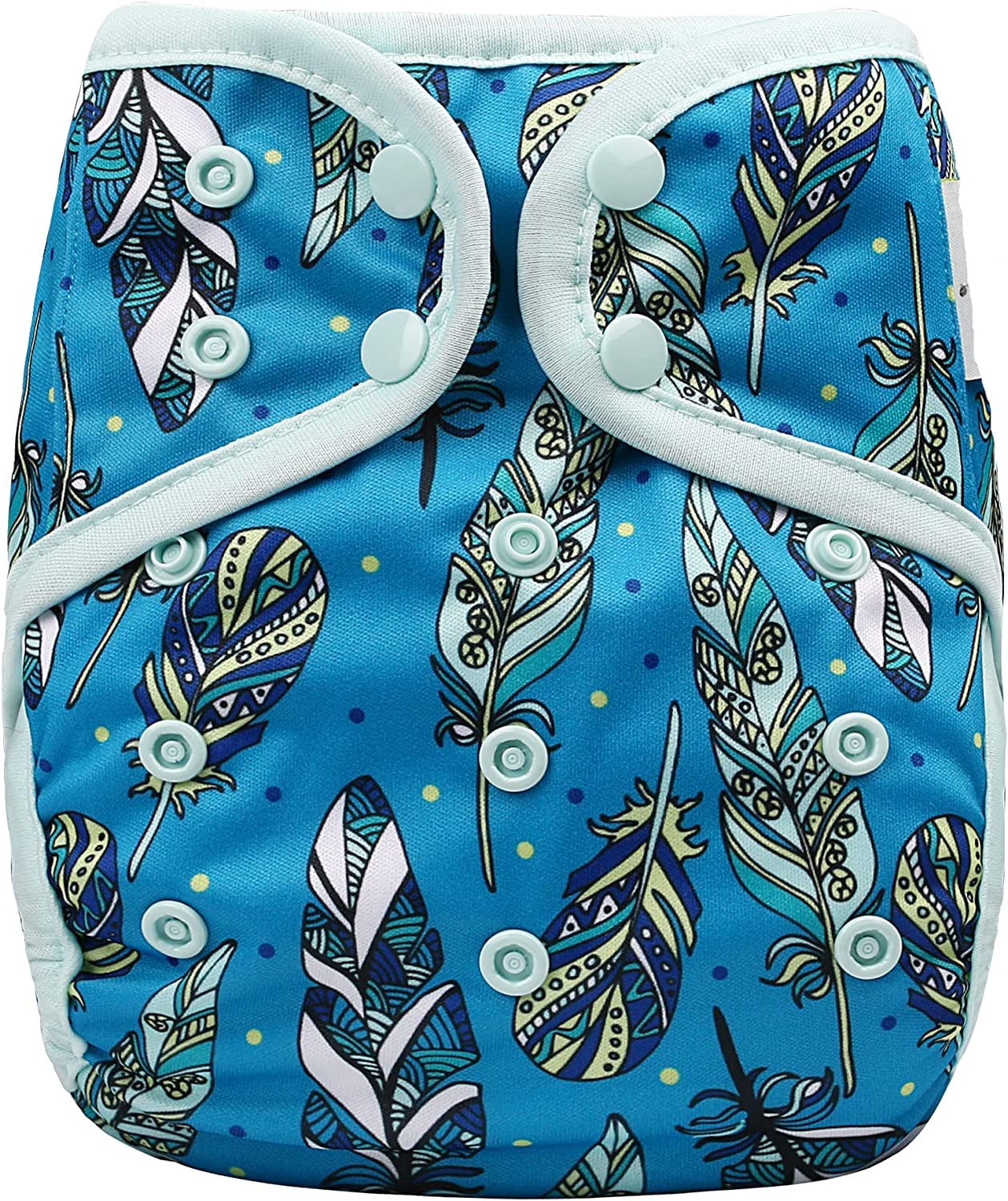 OsoCozy Economy Prefold Cloth Diaper Package - 3 Dozen Infant 4x8x4 Unbleached 100% Cotton Prefold Diapers (7-15 lbs) & 4 One-Size Diaper Covers (2 Jay Feathers and 2 Forest Critters)