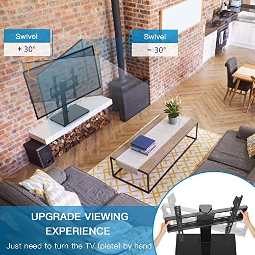 PERLESMITH Swivel Universal TV Stand/Base - Table Top TV Stand for 32-60 inch LCD LED TVs - Height Adjustable TV Mount Stand with Tempered Glass Base, VESA 400x400mm, Holds up to 88lbs PSTVS09
