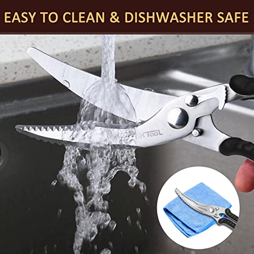 Kitchen Scissors, KOOKTOOL Kitchen Shears Heavy Duty Poultry Shears, Dishwasher Safe Meat Scissors, Kitchen Shears for Chicken, Bone, Poultry, Vegetable, Fish