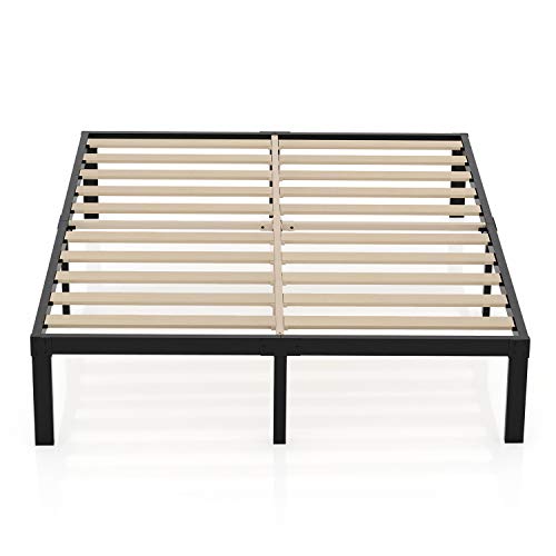 ZIORS 3500lbs Heavy Duty,14 Inch Steel & Wooden Slat Support Reinforced Platform Bed Frame,Mattress Foundation/No Box Spring Needed/Easy Assembly/Noise Free,Full/Queen/California King (King)