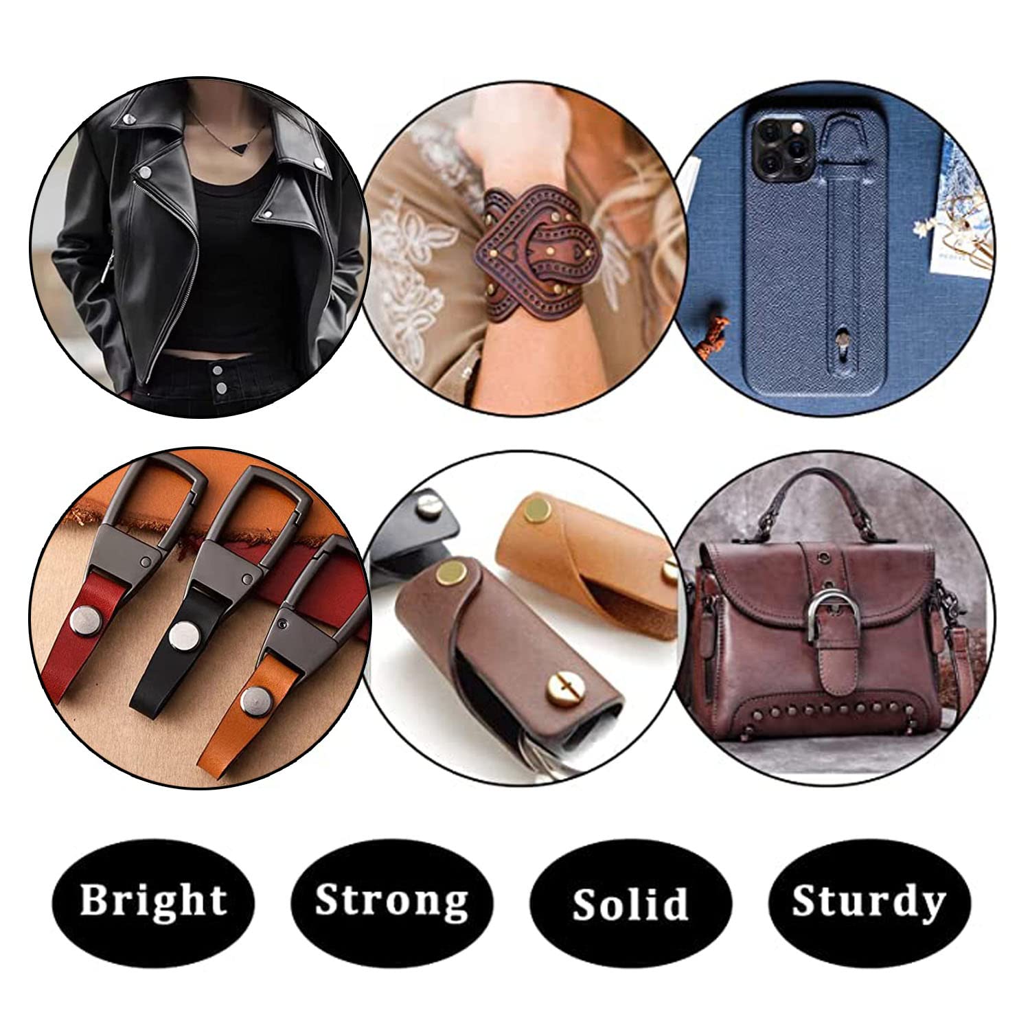 90 Sets Bronze Chicago Screws Leather Assorted Kit ,6 Sizes of Screw Rivets for Leather Rivet for DIY Leather Craft and Bookbinding (M5 X 4, 5, 6, 8, 10, 12)