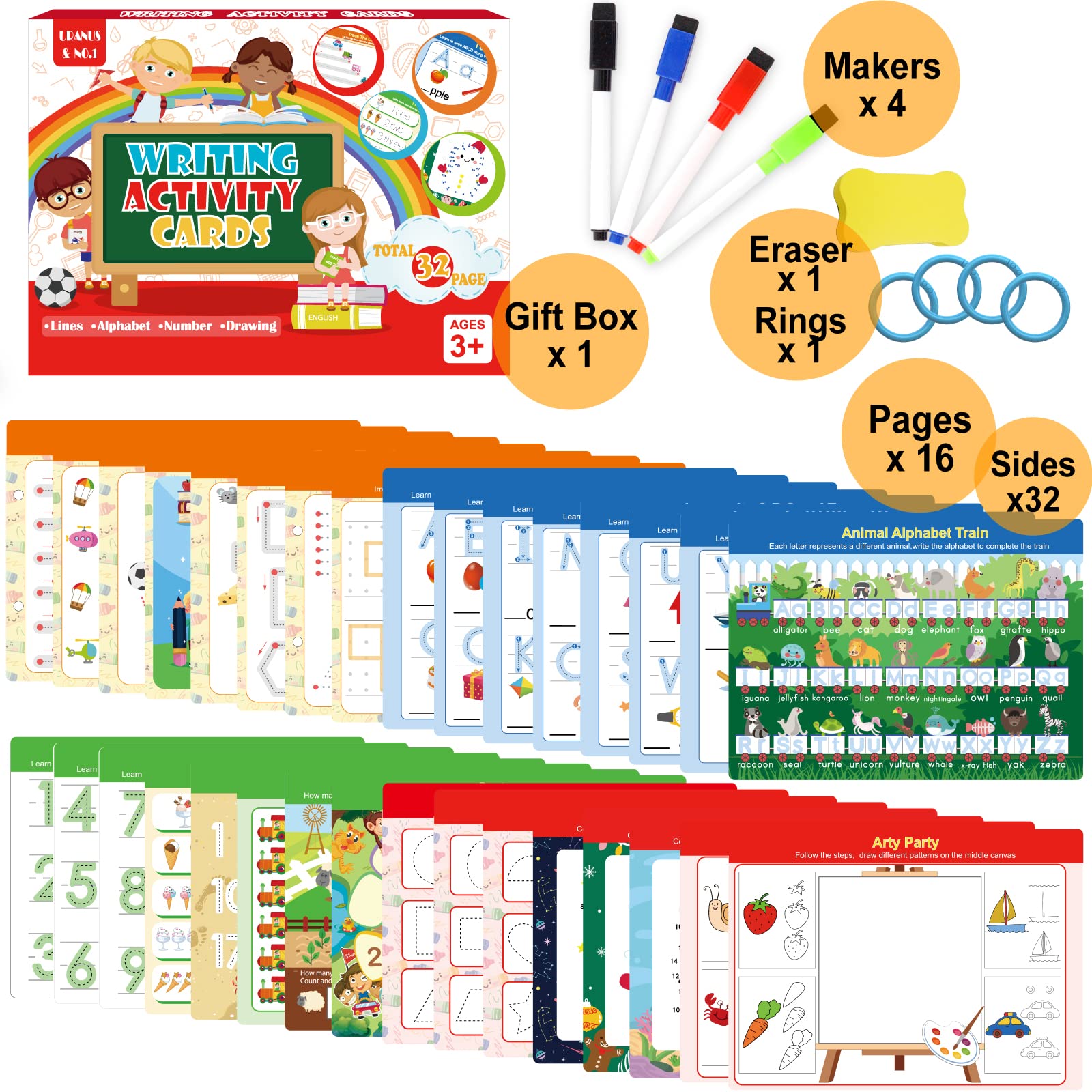 Uranus&No.1 Preschool Learning Activities Handwriting Practice Book for Kids, Toddlers Educational Montessori Toys Learn to Write Tracing Number Letters Workbook for 3 4 5 6 Years Old Kindergarte