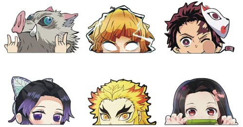 6 PCS Slayer Demon Laptop Stickers Nezuko Anime Car Accessories Funny Cute Vinyl Sticker for Water Bottle | Skateboard | Bike | Hard Hat | Computer | Waterproof Size: 4 Inch x 5.5 Inch Each