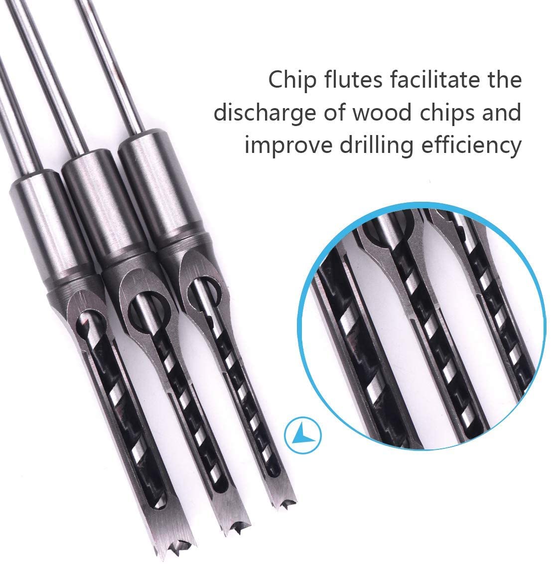 Utoolmart Square Hole Drill Bit for Wood, 1/2" Bearing Steel Hollow Chisel Mortise Power Tool for Woodworking 2Pcs