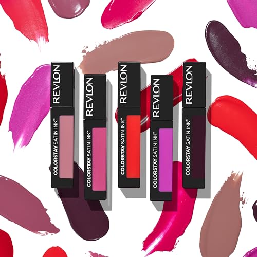 Revlon ColorStay Satin Ink Liquid Lipstick, Longwear Rich Lip Colors, Formulated with Black Currant Seed Oil, 010 Your Majesty, 0.17 fl oz