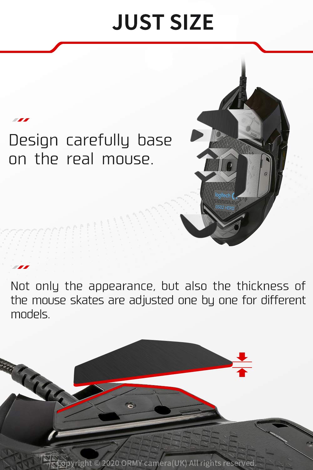 2Sets Hotline Games 3.0 Mouse Feet Skates Pads Compatible with Logitech G304 G305 Gaming Mouse Feet Replacement (0.6mm,Smooth Glide,Durable,Pure PTFE) Professional Mice Upgrade