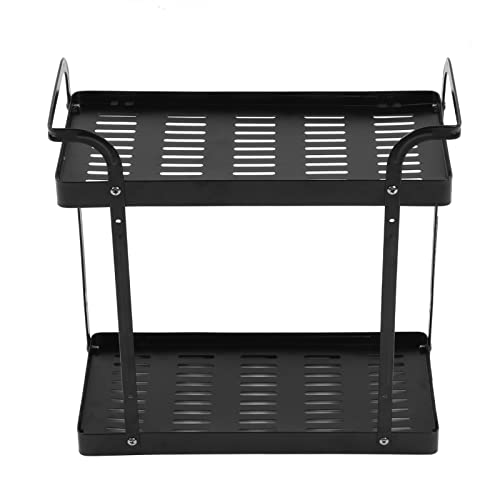 Kitchen Storage Rack, Space Saving Shower Rack Home Decoration Rustproof Carbon Steel Beech 2 Layer Sturdy Structure for Room