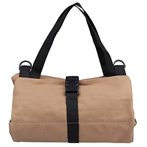 2Sonder Roll Tool Bag, Multi-Purpose Tool Roll Up Bag, 18.5”x11” Wrench Roll Pouch, Foldable Canvas Tool Pocket, Car First Aid Kit, Wrap Roll Storage Bag, Hanging Tool Zipper Case (Khaki)