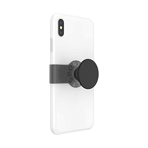 PopSockets: PopGrip Slide Non-Adhesive Phone Grip & Stand with a Swappable Top for iPhone X/XS Silicone Case - Black Haze
