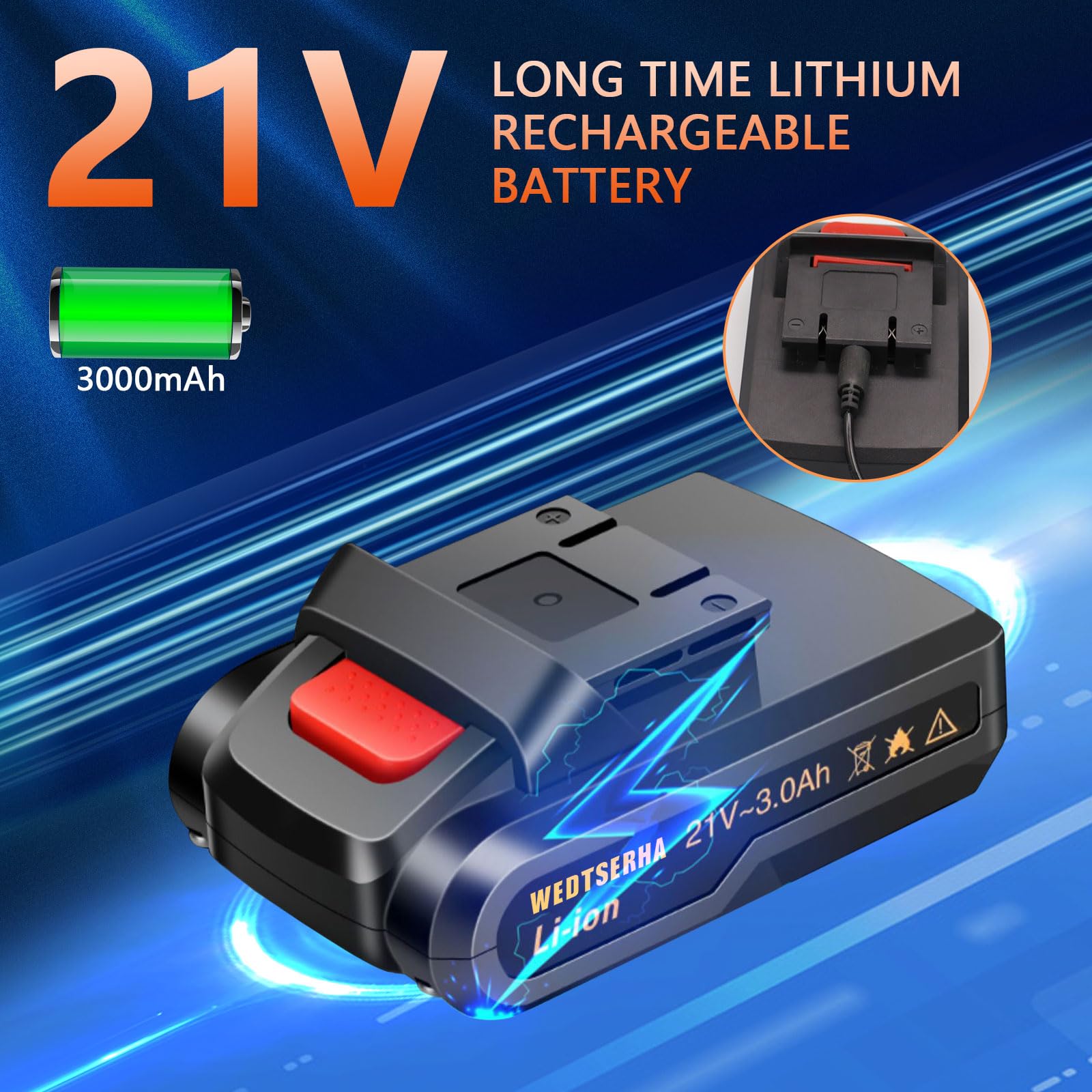 21V Cordless power drill bit&tool kit set,3/8"Keyless Chuck,25+1Clutch,Dual 2Variable speed settings:0-1500 RPM,1.5Ah Li-Ion Battery 3000mAh Rechargeable Used3~5H,life ​260times for Home tools box