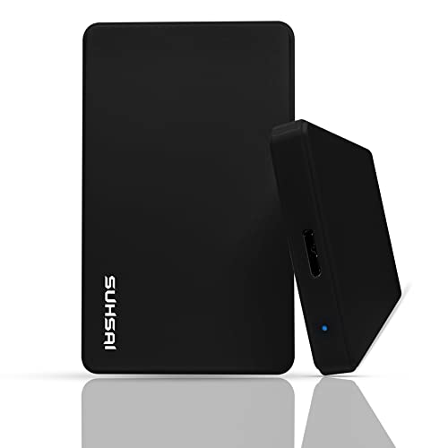 SUHSAI 320GB Ultra Slim Portable External Hard Drive USB 3.0 Storage Backup - 2.5" HDD Storage Memory Expansion Compatible with Laptop, PC, Desktop, PS4, PS5, Mac - Rapid Data Transfer - Black