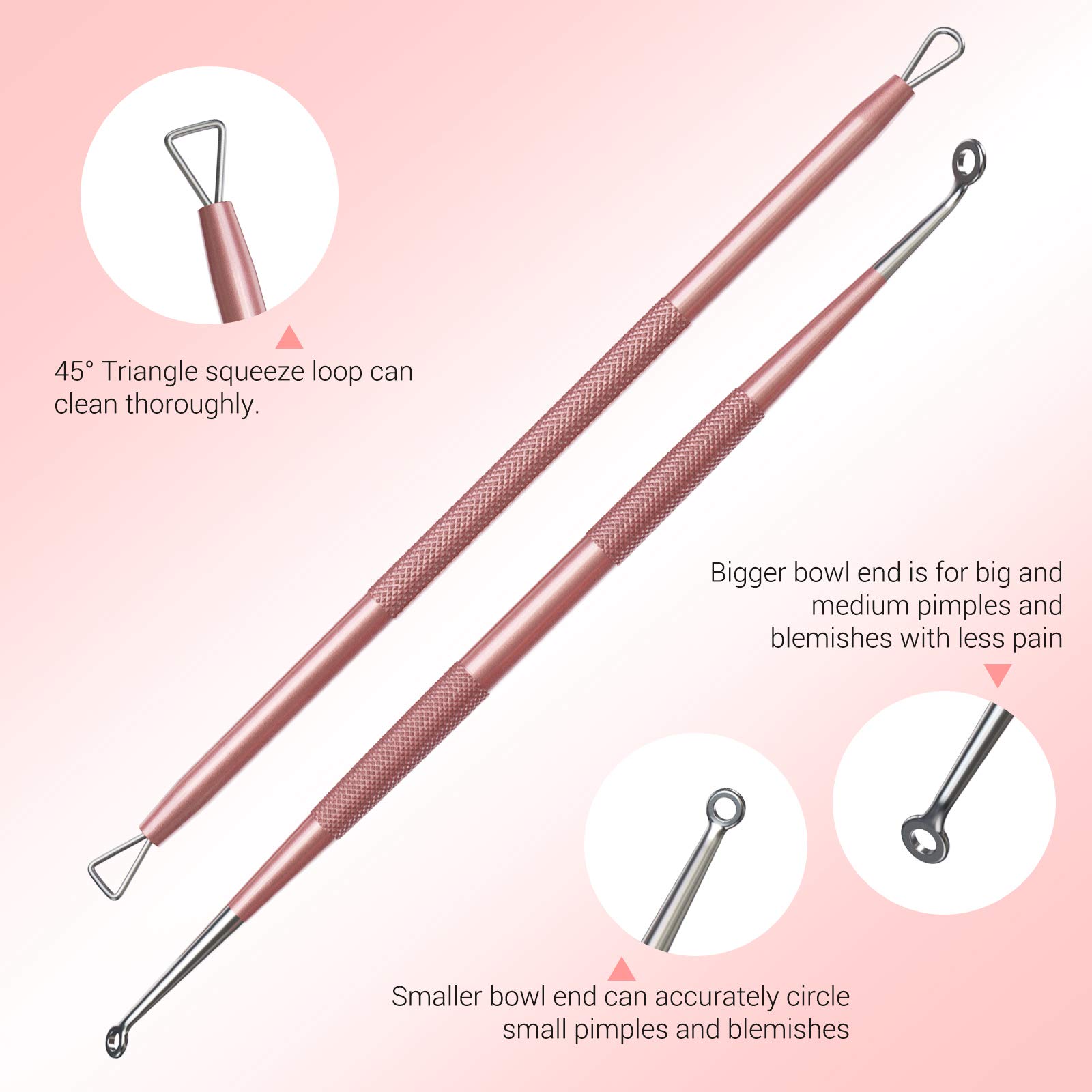MelodySusie Blackhead Remover Pimple Popper Tool Kit - Professional Extractor for Nose and Face, Stainless Comedone, Blemish Whitehead Popping with Portable Metal Case.
