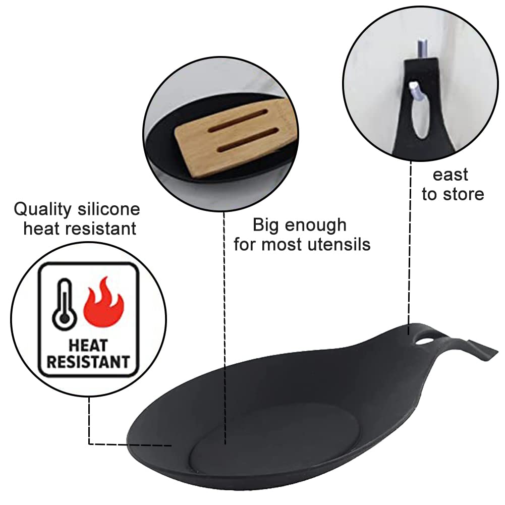 3pcs Silicone Spoon Rest Silicone Spoon Holder Spoon Rest for Stove Top Coffee Spoon Rest Heat Resistant Cooking Spoon Holder for Kitchen Utensils Spatula(as shown)