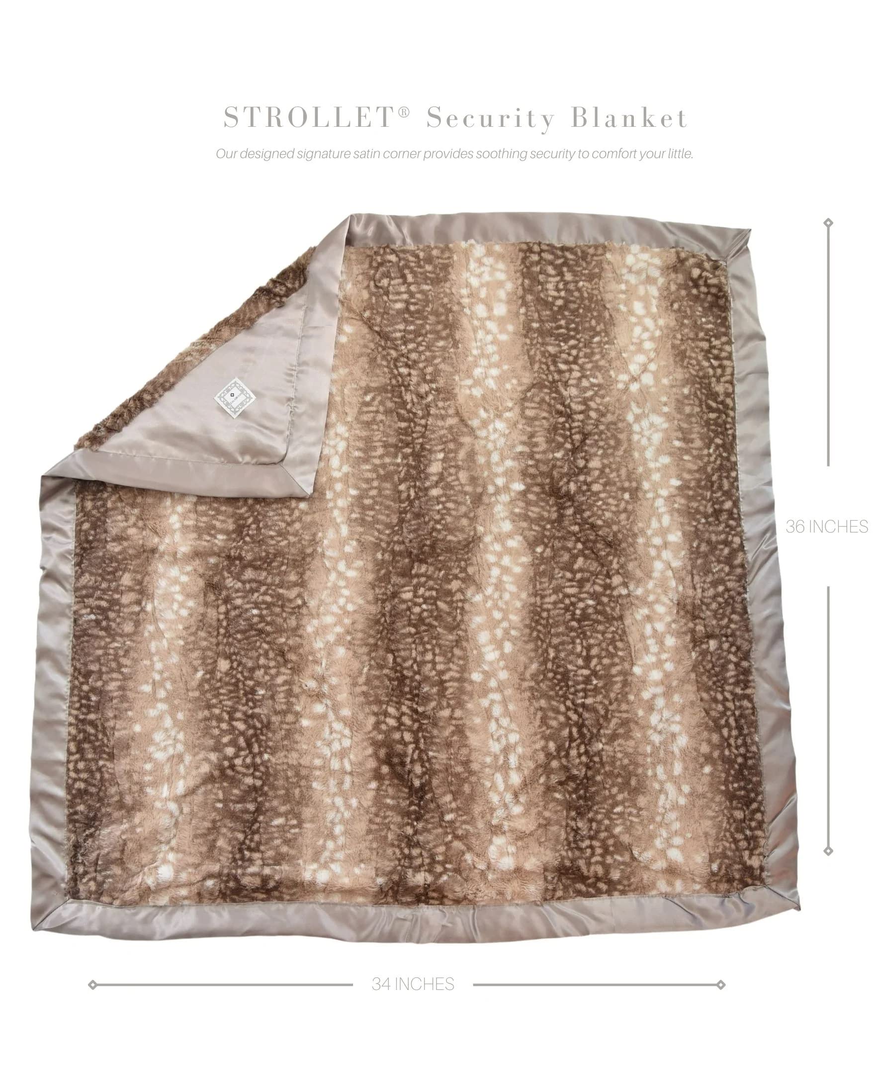Zalamoon Strollets Plush Baby Toddler Soft Blanket with Satin Trim Corner for Soothing (Fawn)