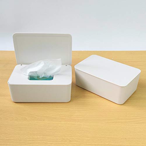 wastreake Wipes Dispenser Holder, Dustproof Tissue Storage Box Case Wet Wipes Dispenser Holder with Lid for Home Office Desk (Black)