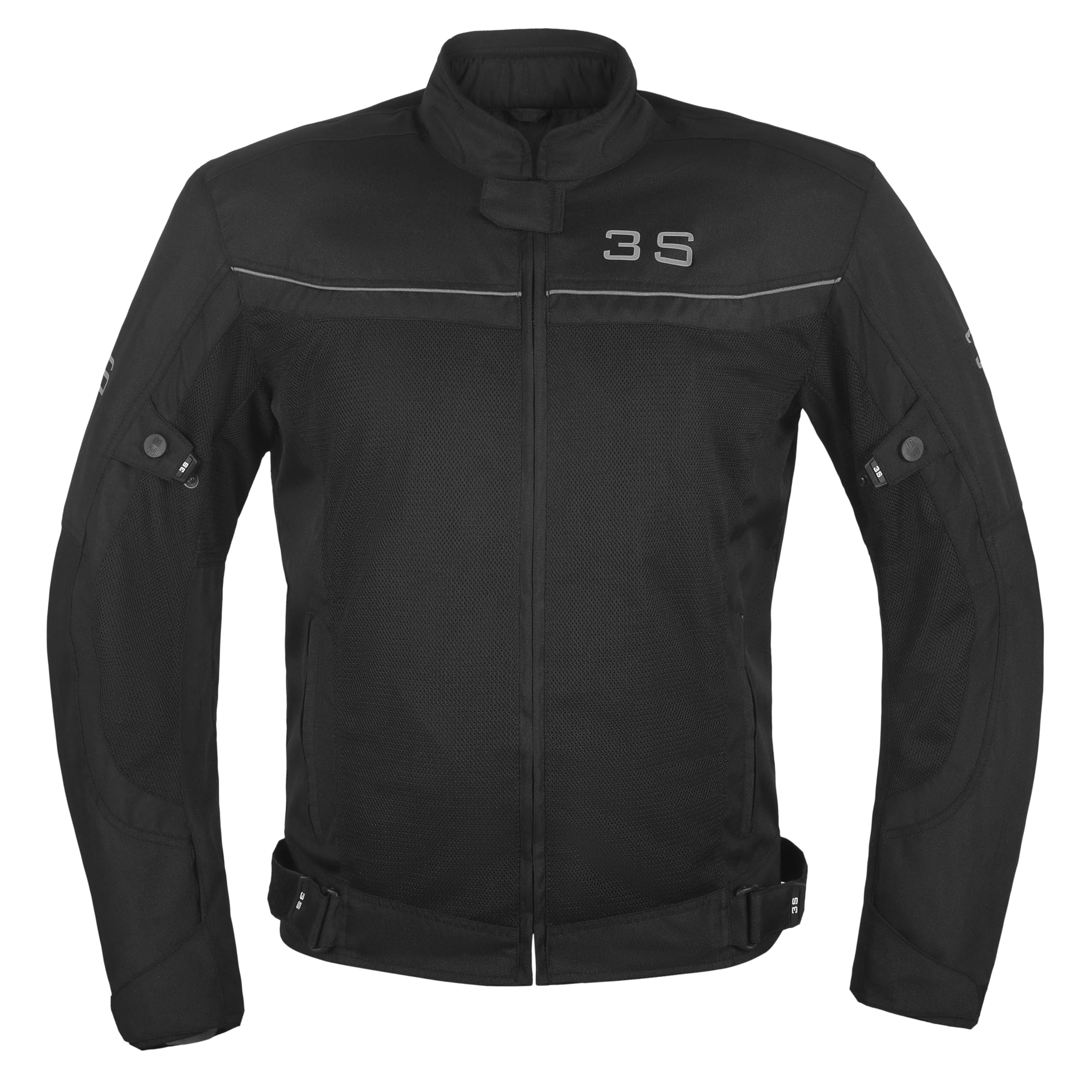 3S HIGH-PERFORMANCE MESH MOTORCYCLE JACKET- BREATHABLE, CE ARMORED FOR BIKER, RIDING PROTECTION...BLACK, 2-XL