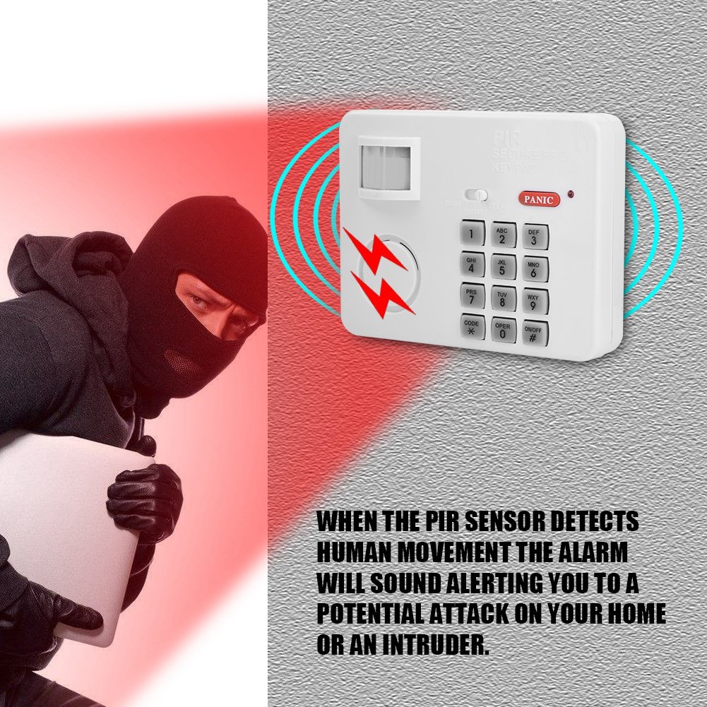 Motion Sensor Alarm,ASHATA Password Home Security Emergency Keypad Alarm Siren Alarm PIR Motion Sensor Detectors Door Window Home Security System