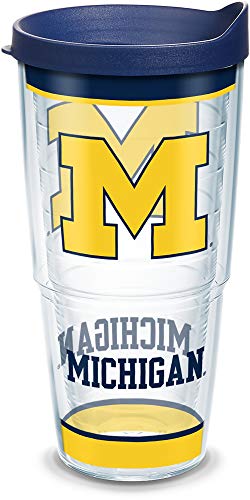 Tervis Made in USA Double Walled University of Michigan UM Wolverines Insulated Tumbler Cup Keeps Drinks Cold & Hot, 24oz, Tradition