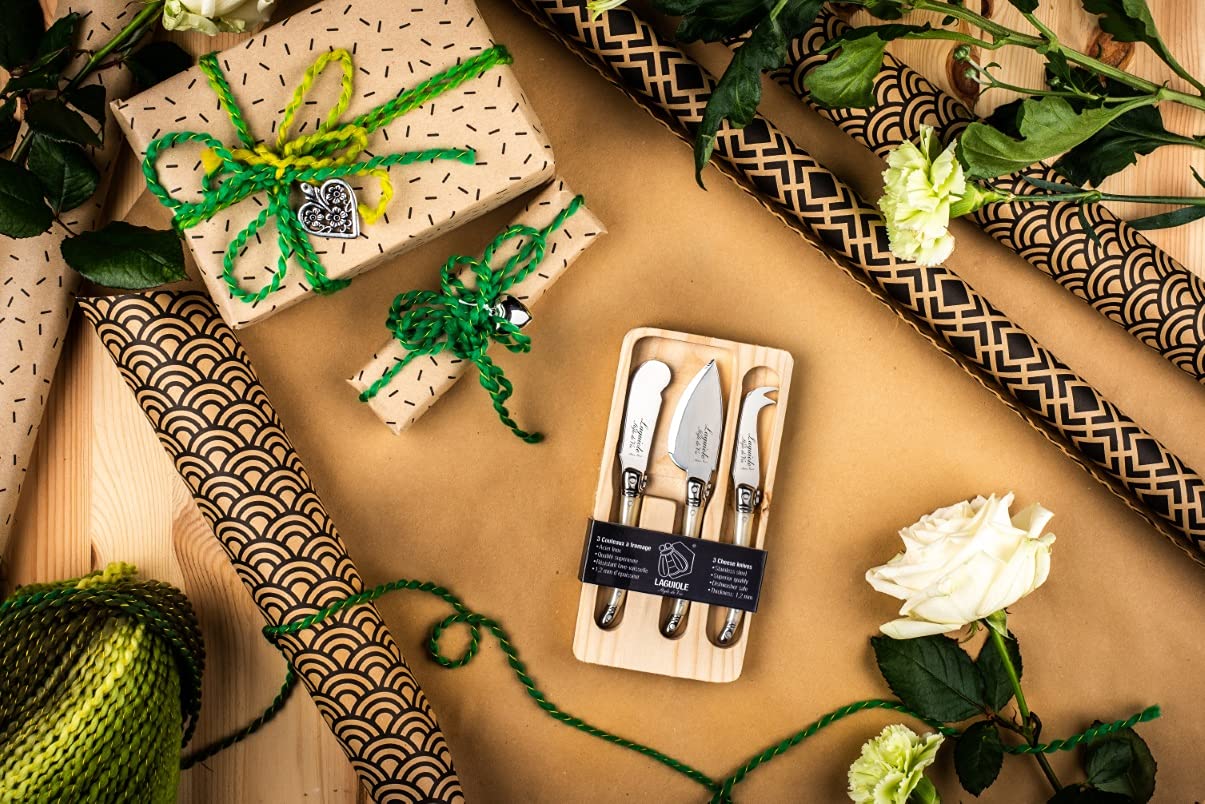 Laguiole Style de Vie Cheese knives Premium Line, set of 3, mother of pearl color