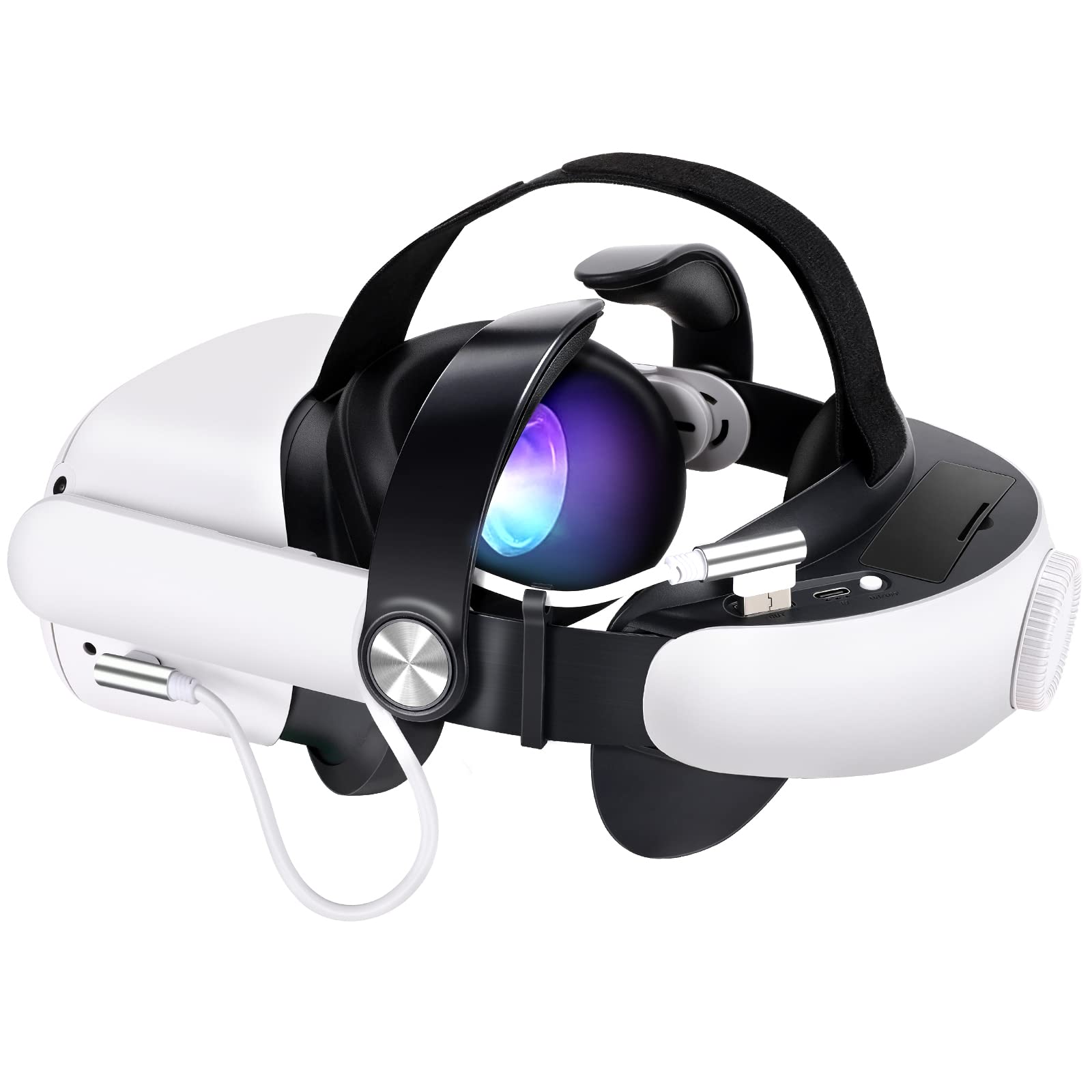 2BK Adjustable Head Strap for Quest 2 with 5200mAh Battery and 4 face Sweat Cover