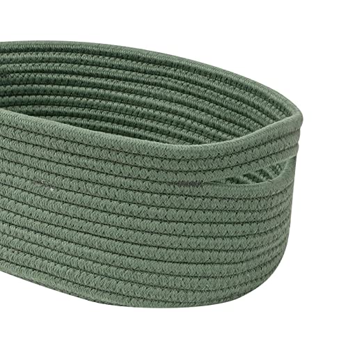 Kriitools Shelf Storage Baskets for Organizing|Decorative Basket for Closet Storage|Toy Baskets&Bins|Small Woven Rope Baskets-13x8.66x5.11’’,Durable&Stylish,Oval 3 Packs Green