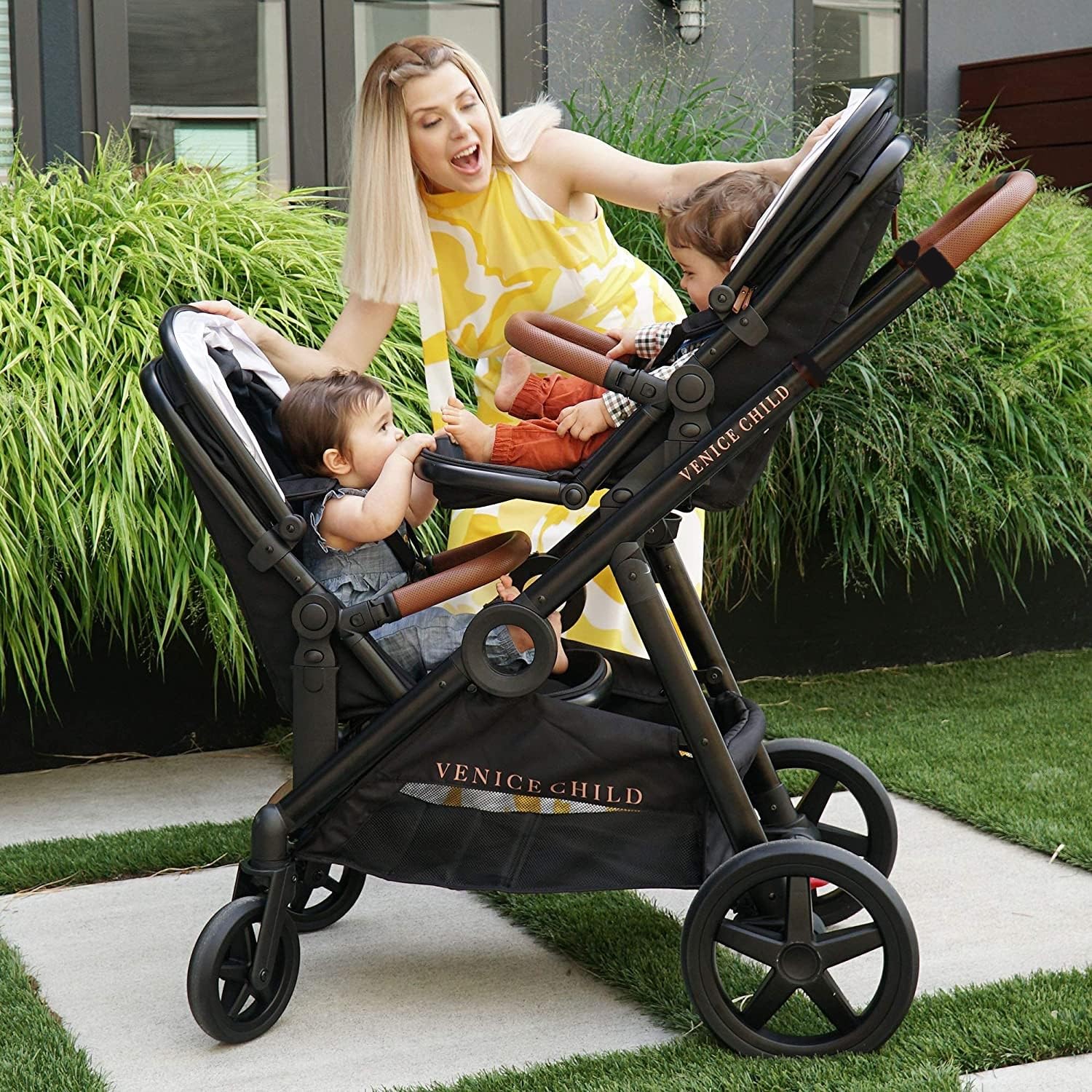 Venice Child Maverick Tandem Travel System Single to Double Stroller- Includes 2 Toddler Seats (Package 3, Eclipse Black)
