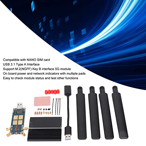 5G Module to USB Adapter, SIM Card Slot PCB Material NGFF M.2 to USB 5G Adapter Supports 3G 4G 5G Wide Applicability with Antenna for Computer