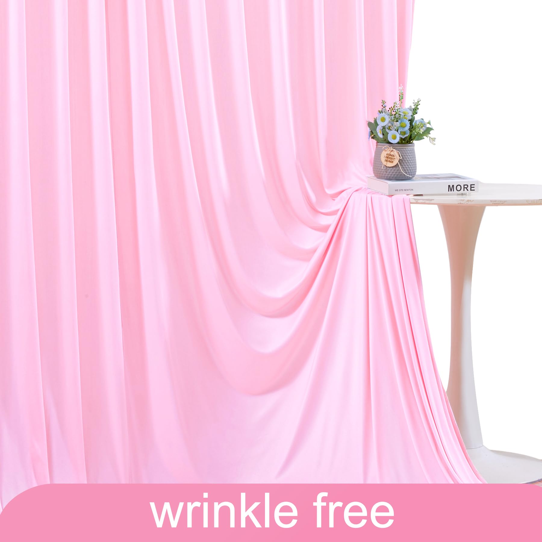 Pink Backdrop Curtain for Parties Baby Shower Wrinkle Free Pink Photo Curtains Backdrop Drapes Fabric Decoration for Weddings Birthday Party 5ft x 7ft,2 Panels