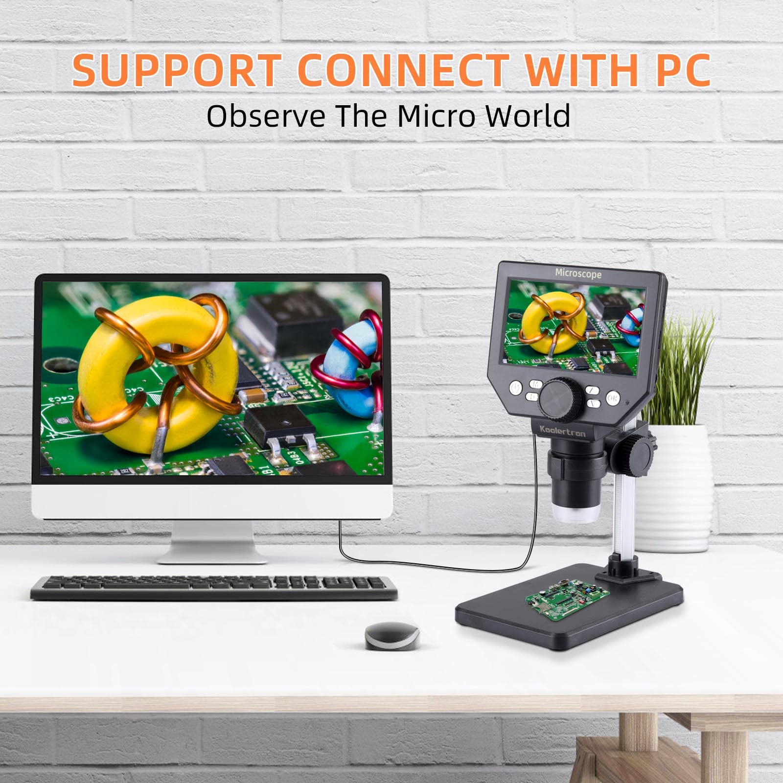 Koolertron 4.3 inch LCD Digital USB Microscope,8MP 1-1000X Magnification Handheld Digital Microscopes,8 LED Light,Rechargeable Battery,Microscope for Coins/Plant/Rock/Circuit Board