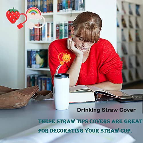 4Pcs Straw Covers Cap Silicone Straw Tips Cover Cute Drinking Straw Plugs Straw Tips Lids Straw Toppers Straw Protector Cover for Tumblers Reusable Straws(mixed)