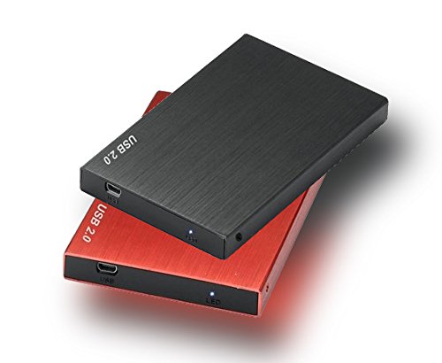 BIPRA (2 Pack) 2.5 Inch USB 2.0 Hard Drive Disk External Enclosure Case for 9.5mm & 7mm 2.5" SATA HDD and SSD (Black and RED)