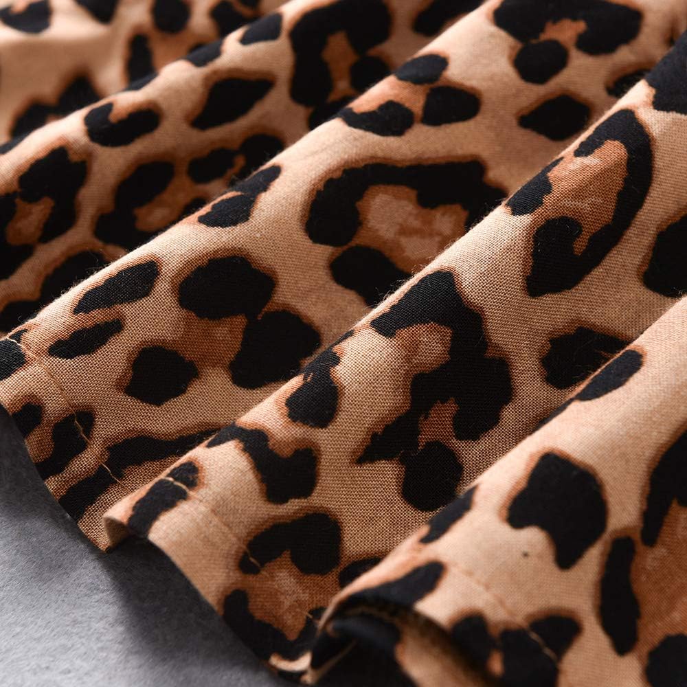 Toddler Baby Girl Long Sleeve Fall Dress Infant Denim Leopard Ruffle Dresses Cheetah Outfit, Blue, 2-3T