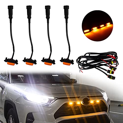4Pcs LED Grille Light Kit Compatible for 2016-2021 Toyota Tacoma SR5 Crew Cab Pickup 4-Door (Amber)