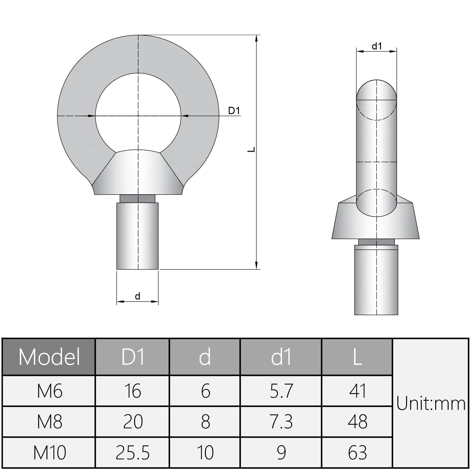 MroMax 10Pcs M10 Lifting Eye Bolts 304 Stainless Steel Male Thread Ring Shaped Metric Eyebolt Fastener for Engineering Lifting Machinery Silver Tone