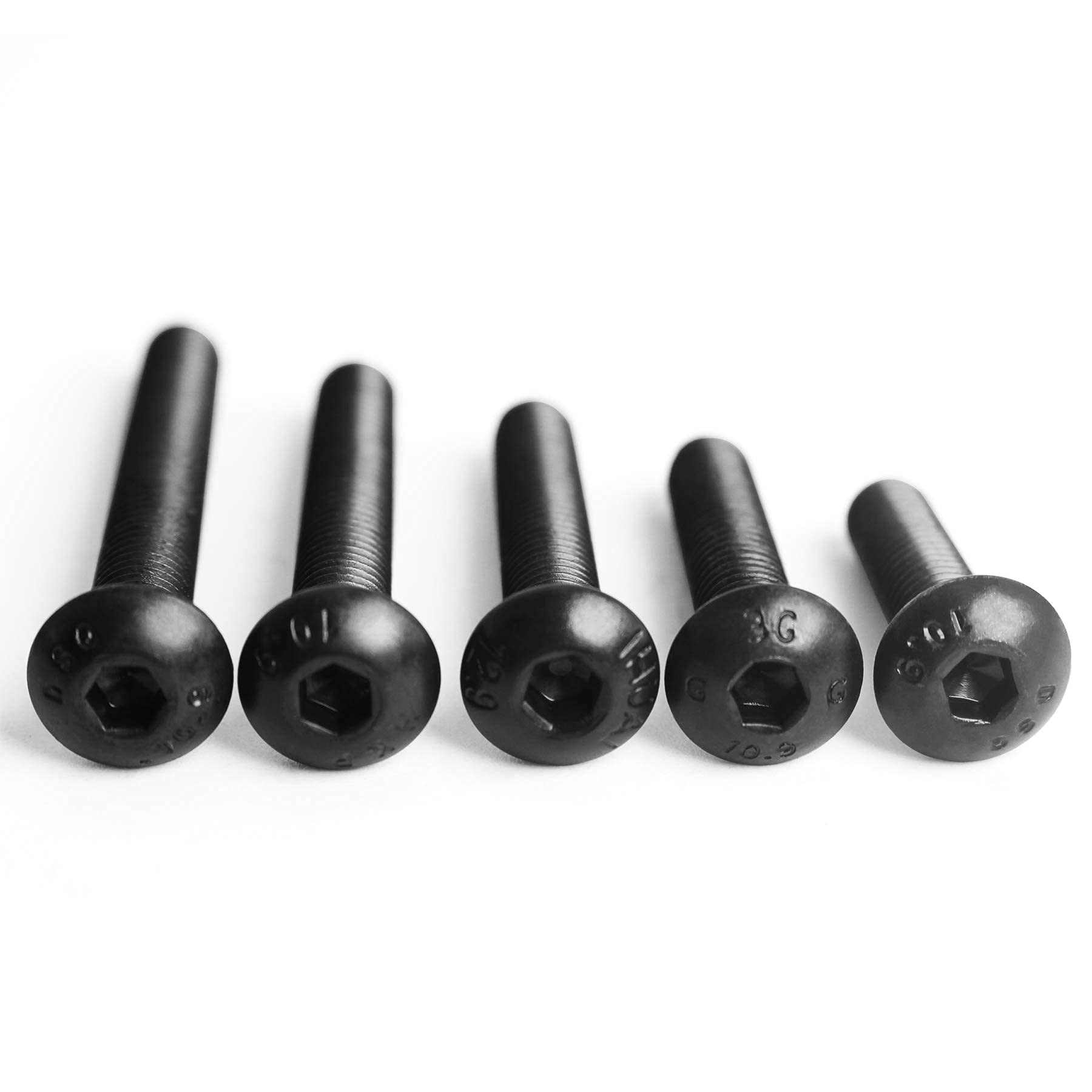 M6 x 20mm 25mm 30mm 35mm 40mm Button Head Socket Cap Screws Bolts, 10.9 Grade Alloy Steel, Metric Allen Hex Drive, Black Oxide Finish, Fully Threaded, Assortment Kit 50PCS
