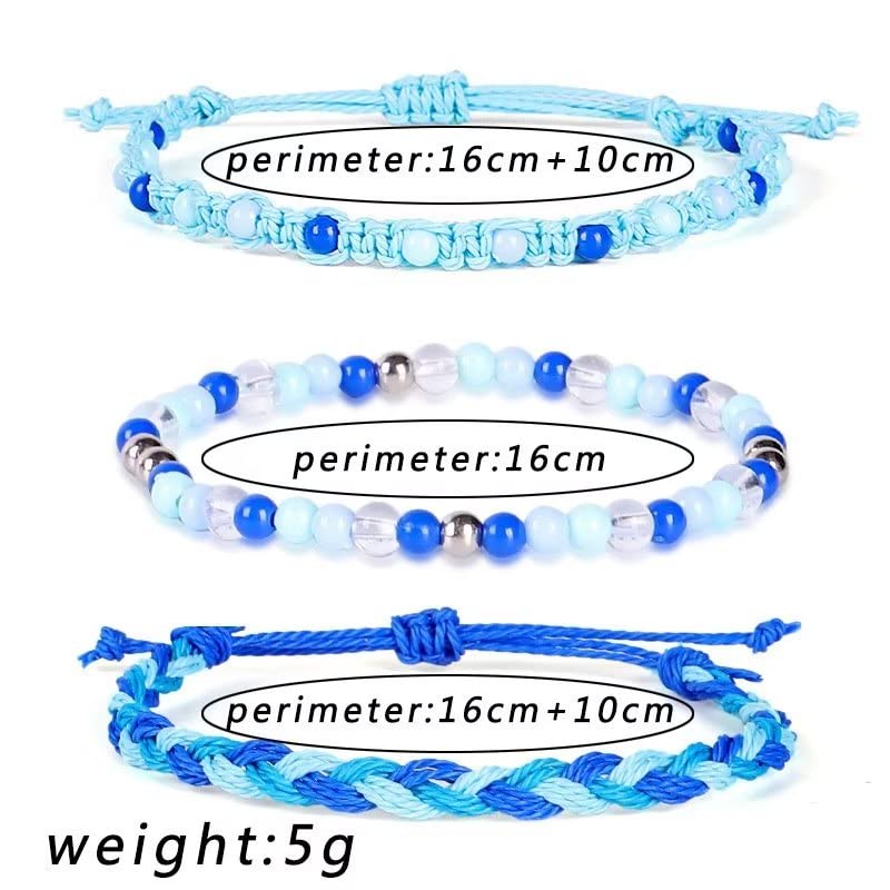 3Pcs Woven Bracelets for Women Stretch Friendship Bracelets Bead Bracelets Stackable Braided Bracelets Waterproof Adjustable Bracelet String Jewelry Gift - Orange