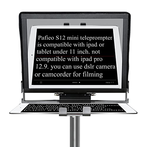 Teleprompter Compatible with iPad Air 10.9 inch, Pafieo S12 Mini DSLR Camera Teleprompter with Remote Control Compatible with Canon Nikon Sony Vlog Camera