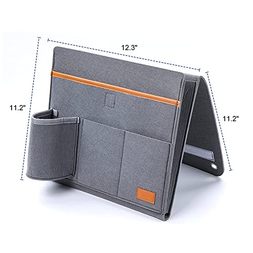 Bedside Caddy Hanging Bed Organizer Storage Bag Pocket for Bunk and Hospital Beds, College Dorm Rooms Baby Bed Rails,Camp (Gray)