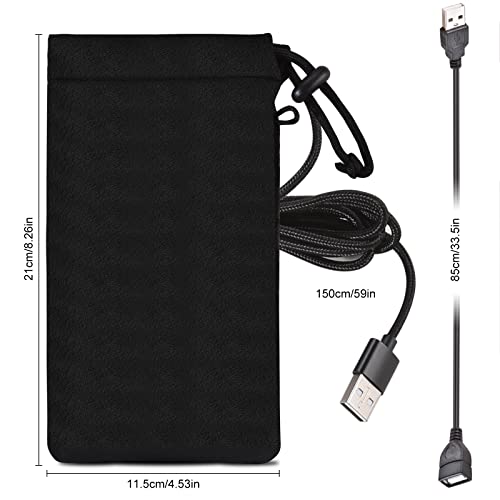 COOWOO Cellphone Heating Bag Case Fast Warming USB Smart Phone Warmer Pouch Prevent Auto Switching Off in Extremely Cold Condition Fits to Universal Mobile Phones Black