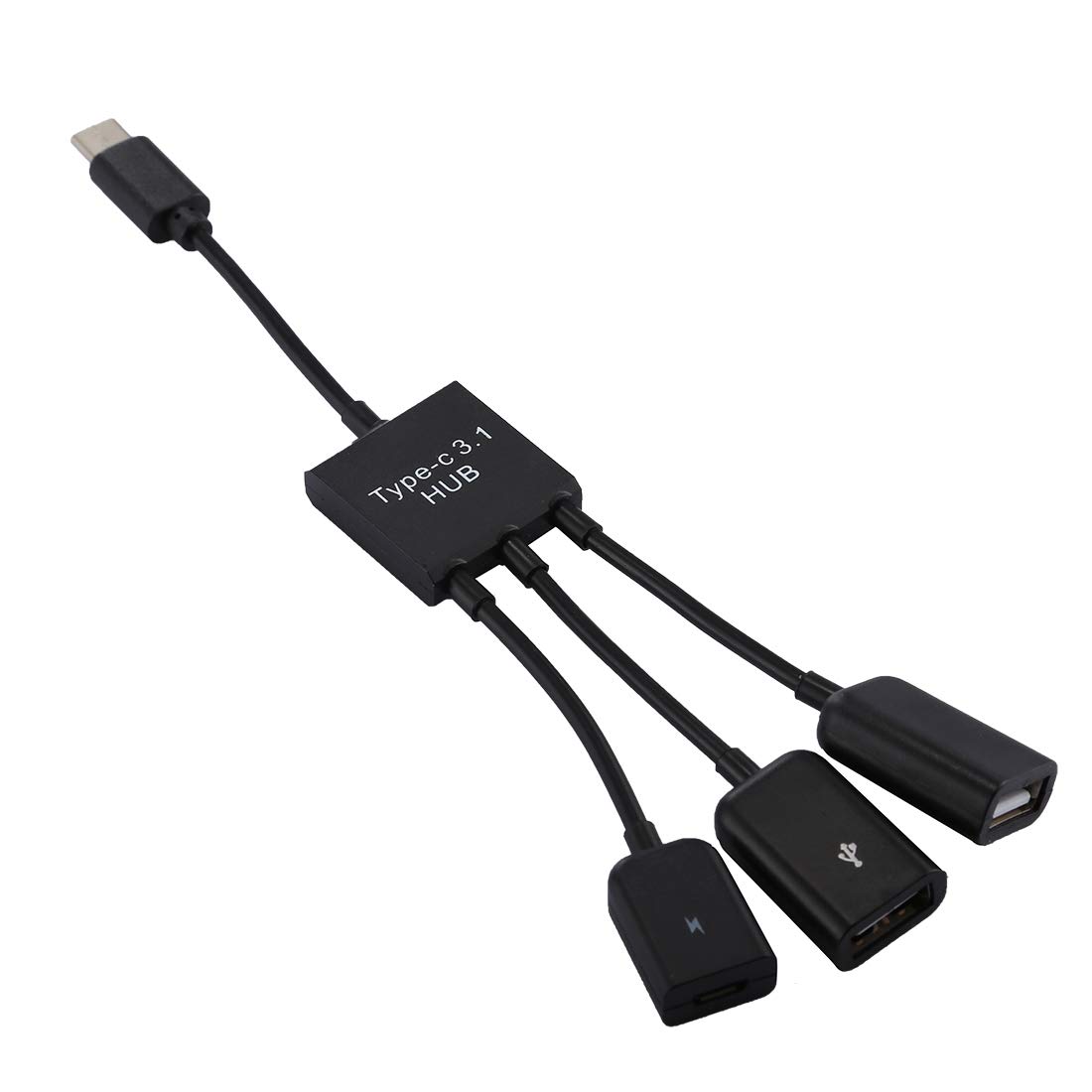 PANUSBGHUB Portable USB-C/Type-C Male to Dual USB Ports Female + Micro USB Female Mini Cable Hub Splitter Adapter