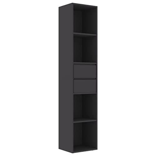 Book Cabinet Storage File Rack Organizer for Filing Kitchen Bathroom Toilet Pantry Corner Home Holder Shelf Outdoor Indoor Wall Garage Lock Gray 14.2"x11.8"x67.3" Chipboard