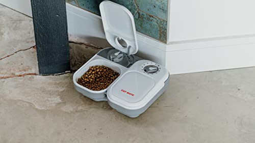 Bundle of Cat Mate C200 Automatic 2 Meal Pet Feeder, 2X Stainless Steel Bowl Inserts, and Extra Cat Mate Ice Pack