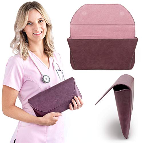 BJÖRN HALL Stethoscope Case for Nurses | Littman Classic III MDF | Nursing Personalized Leather Carry Travel Accessories | Nurse Women Men Bag | Fits Essentials Badge Reel Pen Charms | Crushed Violet