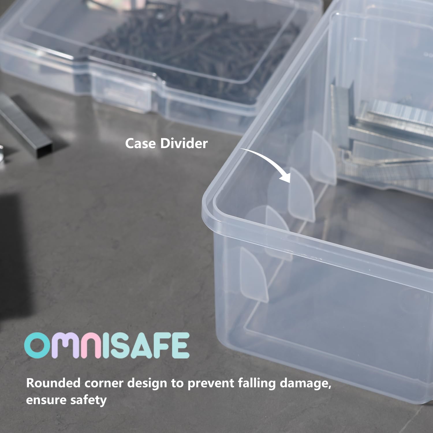 OMNISAFE 4x6 Photo Storage Cases, 16 Inner Plastic Craft Storage Container, Acid-Free Box for Pictures, Crafts, Scrapbooking, Photo Keeper with Handle
