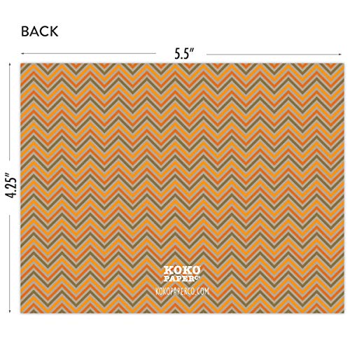 Koko Paper Co Fall Thank You Cards | 25 Flat Note Cards and Envelopes | Printed on Heavy Card Stock.